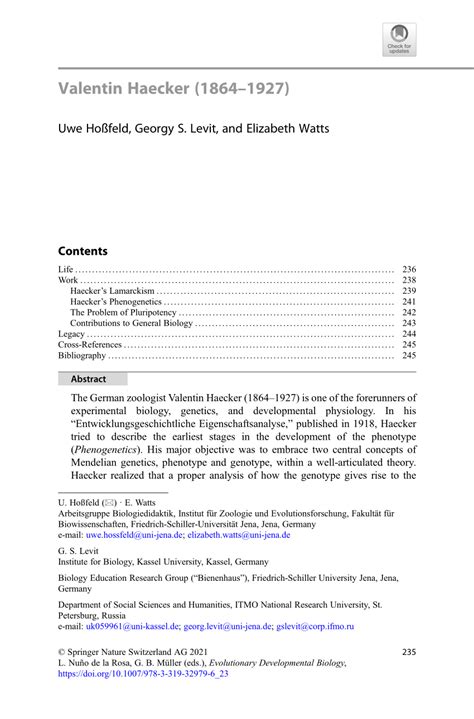 Pdf Valentin Haecker 1864 1927