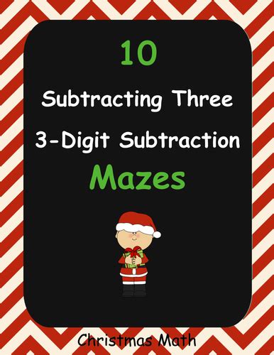Christmas Math Subtracting Three 3 Digit Subtraction Maze Teaching Resources