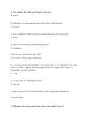 Quiz GIS CPP Docx Q The Smaller The Cell Size The Higher The Scale A False Q What Is