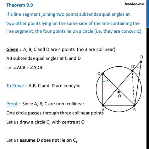 Theorem 99 Class 9 If Line Segment Joining 2 Points Subtends Equal