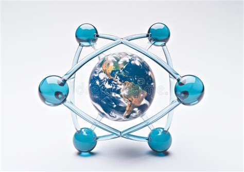 Earth Globe At The Center Of A Molecular Structure Of Water World