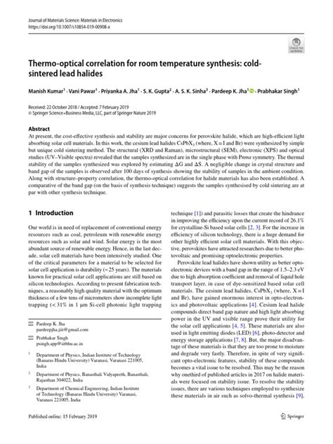 Thermo Optical Correlation For Room Temperature Synthesis Cold