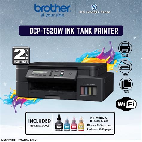 [READY STOCK] Brother DCP-T520W Wireless All in One Ink Tank Printer (Print,Scan,Copy,Wi-Fi ...