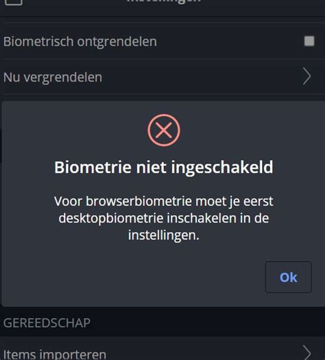 Cannot Enable The Biometric Unlock Feature In The Browser Extension Password Manager