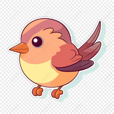 Pegatina De Pájaro De Dibujos Animados Con Rosa Vector Pájaro Cantor