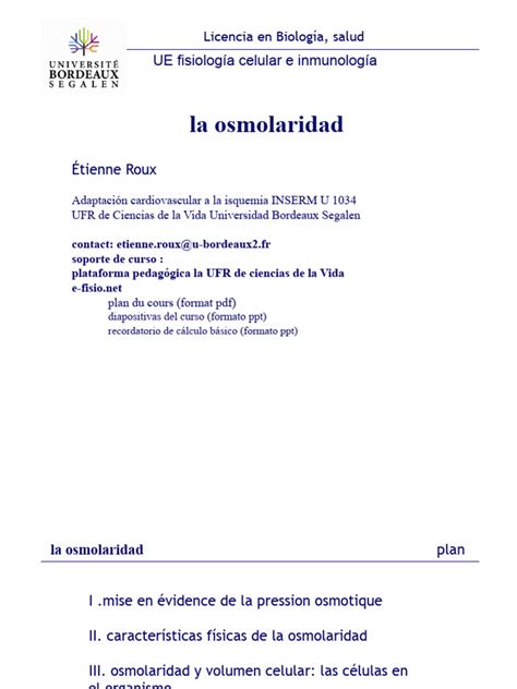 Osmolaridad Pdf Ósmosis Concentración