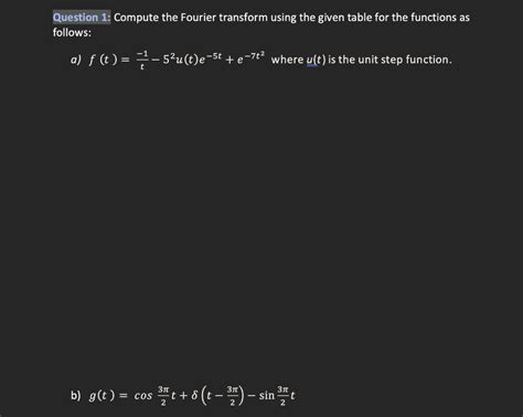 Solved Question Compute The Fourier Transform Using The Chegg