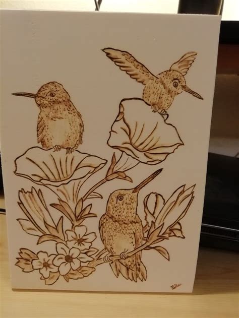 Hummingbird Pyrography Card Hummingbird Pyrography Card