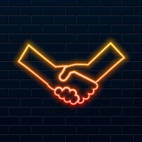 Handshake Logo Neon Style Orange Color 59492375 Vector Art At Vecteezy