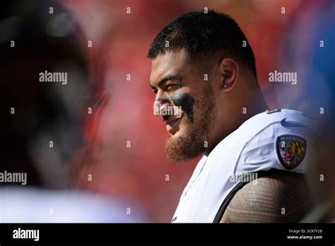 Baltimore Ravens Guard Daniel Faalele Talks To Teammates On The