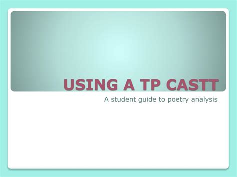 Ppt Using A Tp Castt Powerpoint Presentation Free Download Id5576917