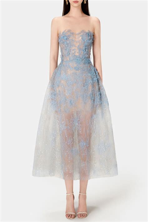 Batya Lace Sleeveless Midi Dress Blue Seensense