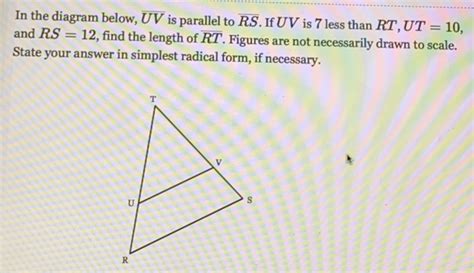 Solved In The Diagram Below Overline Uv Is Parallel To Overline Rs