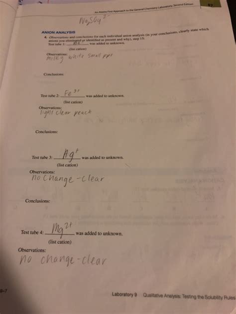 9 Qualitative Analysis Testing The Solubility Rules