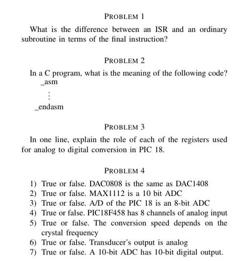 Solved Problem 1 What Is The Difference Between An Isr And