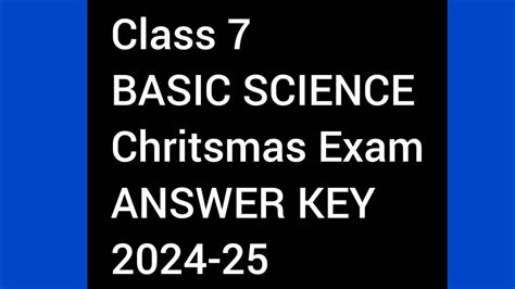 Class 7 Basic Science Chritsmas Exam Answerkey 2024exam Class7 Scert