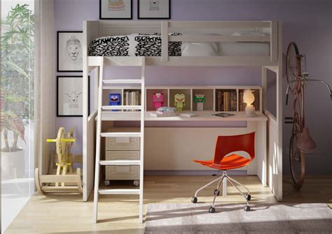 Cama Alta Con Escritorio Y Espacio De Almacenaje Litera Xl Loft Con