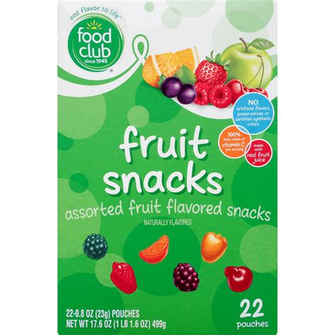 Food Club Fruit Snacks Assorted Fruit Flavored 0 8 Oz Delivery Or