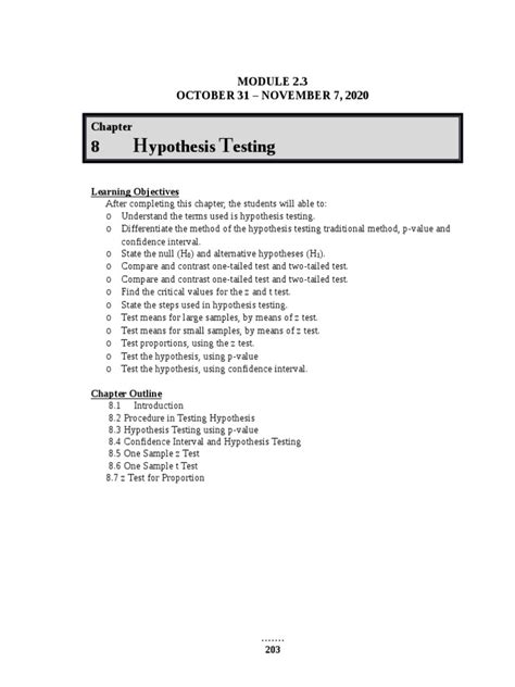 Math 121 Chapter 8 Hypothesis Testing Pdf P Value Statistical
