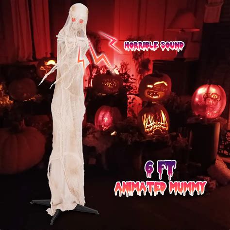 Costway 6ft Halloween Animated Standing Mummy Life Size Animatronic