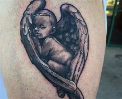 Tatuajes De Angelitos Bebés En El Cielo Varios Diseños Muy Tiernos Con