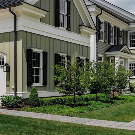 Sage Green House Black Windows