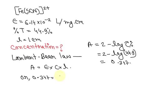 Solved The Complex Fescn 2 Has An Absorptivity Of 614Ã—10 2 Lmgâ