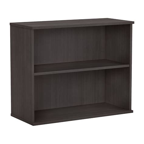 Hybrid Small 2 Shelf Bookcase In Storm Gray Engineered Wood