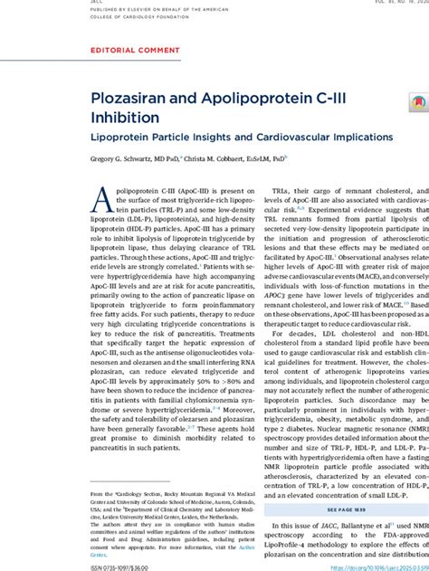 Plozasiran And Apolipoprotein C Iii Inhibition Lipoprotein Particle