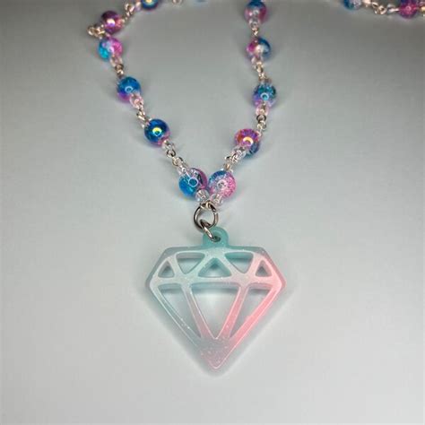 Emo Scene Diamond Necklace Etsy