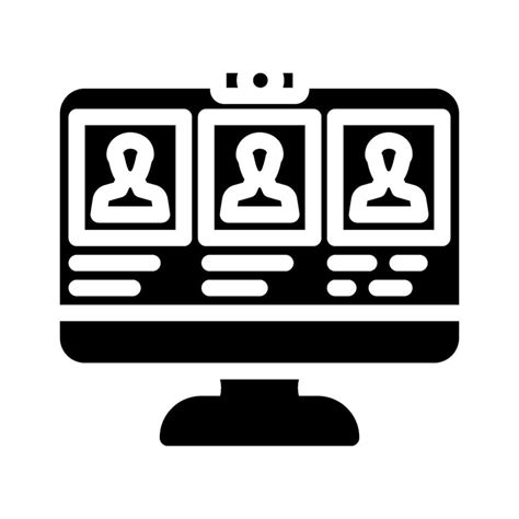 Virtual Classroom Online Learning Platform Glyph Icon Illustration