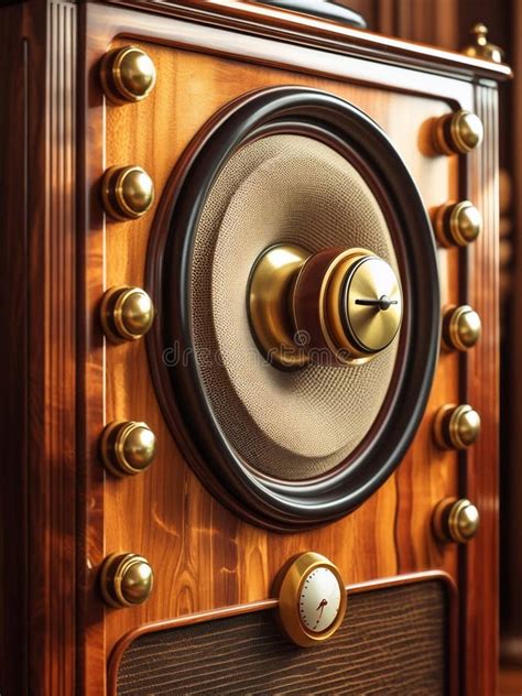 Luxurious Vintage Radio Speaker With Golden Accents And Rich Wood Grain
