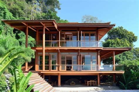 Free Photo Photorealistic Wooden House With Timber Structure