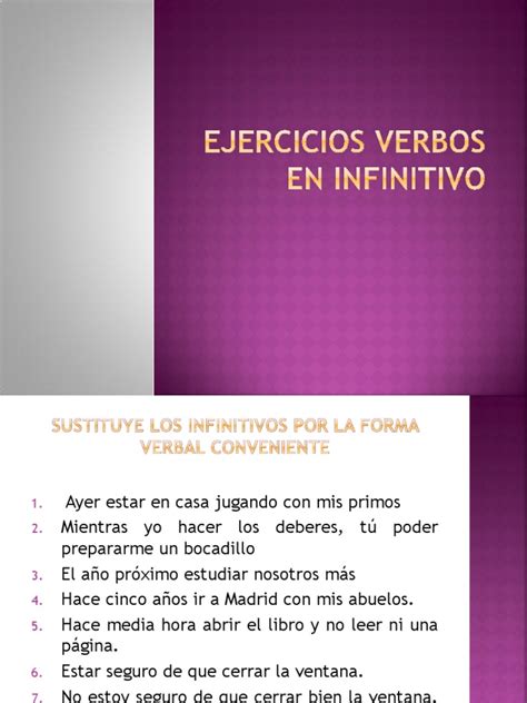 Ejercicios De Verbos En Infinitivo Pdf