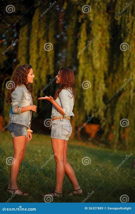 Two Teenage Girls Stock Image Image Of Length Jacket 36327889