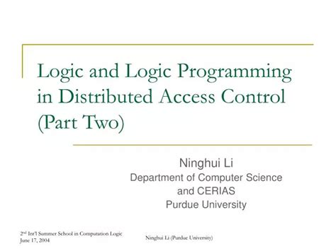 PPT Logic And Logic Programming In Distributed Access Control Part Two PowerPoint
