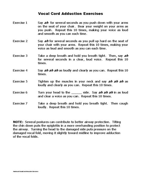 Vocal Cord Adduction Exercises Guide Pdf Breathing Anatomical Terms Of Motion