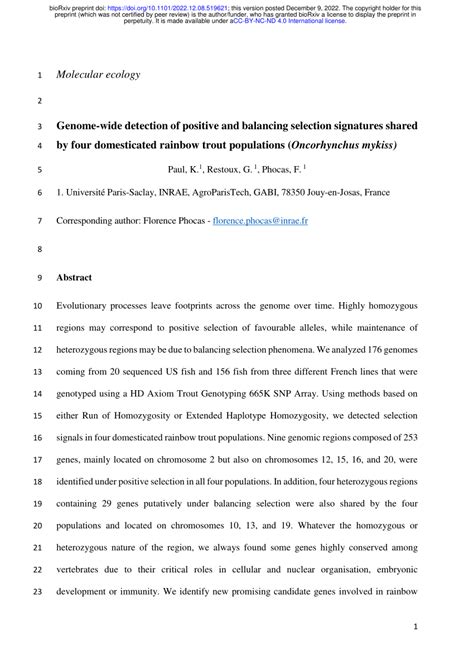 Pdf Genome Wide Detection Of Positive And Balancing Selection