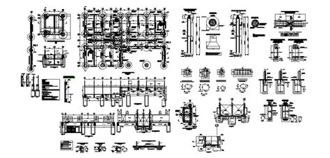 Foundation Plan Constructive Structure Details With Column And Beam Dwg File