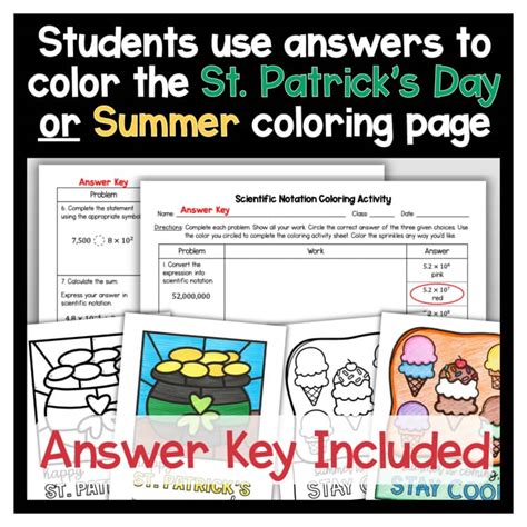 8th Grade Convert And Compute Scientific Notation Worksheet With Coloring
