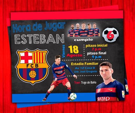 Invitacion De Cumpleanos Messi Barcelona Photoshop S361221