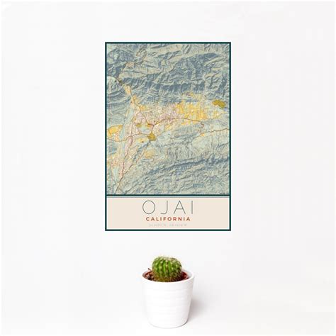 Ojai California Map Print In Woodblock — Jace Maps