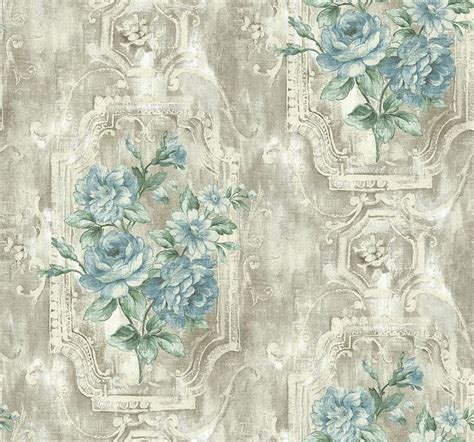 Rose Panel Wallpaper In Cerulean From The Nouveau Collection By