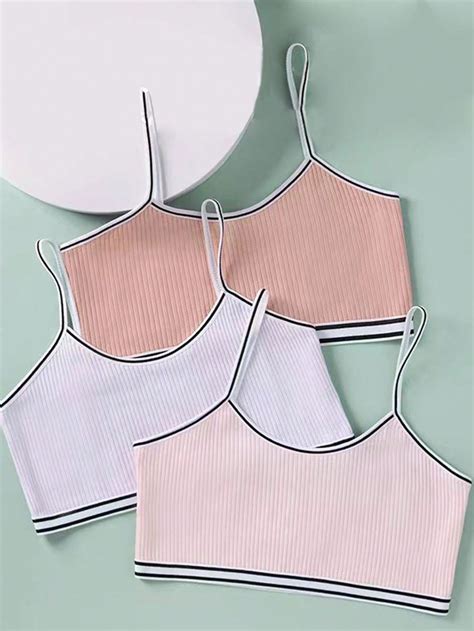 3pcs Set Tween Girls Camisole Puberty Underwear With Cami Straps Soft