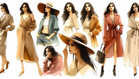 Flat Fashion Model Poses Graphic By Mail Skygroup · Creative Fabrica