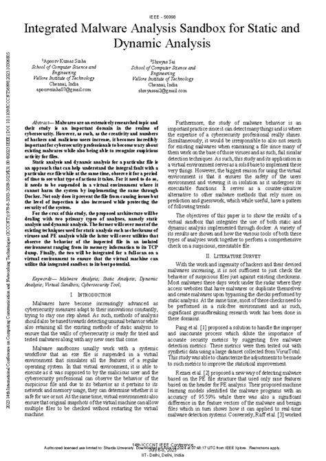 Integrated Malware Analysis Sandbox For Static And Dynamic Analysis
