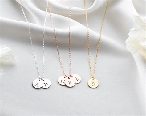 Multi Disc Necklace Engraving Initial Disc Initial Necklace Engraving Initial Necklace Letter