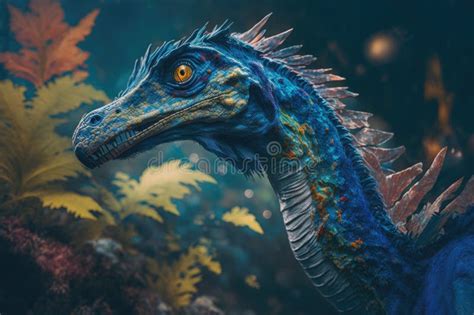 Troodon Colorful Dangerous Dinosaur In Lush Prehistoric Nature By