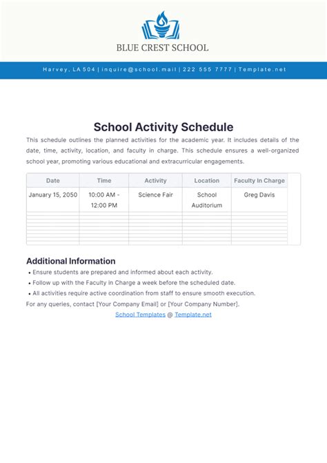 Online Editable Templates For School Schedules Free Schedule Template