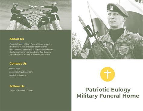 Free Military Eulogy Funeral Bi Fold Brochure Template To Edit Online